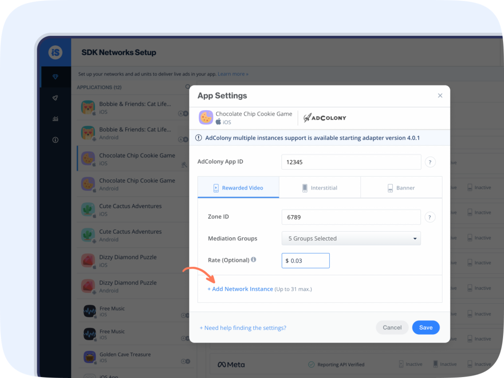 Mediation SDK Networks Setup - IronSource Knowledge Center