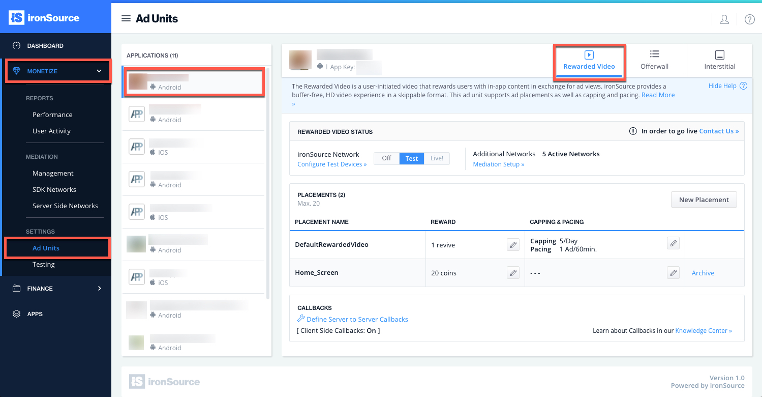 How to set up rewarded video ads - ironSource knowledge center