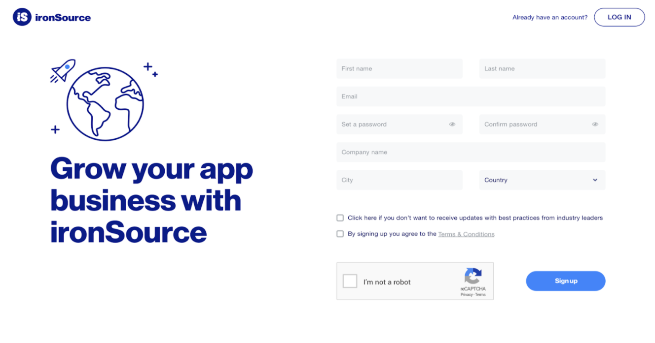 Sign up to ironSource - ironSource knowledge center