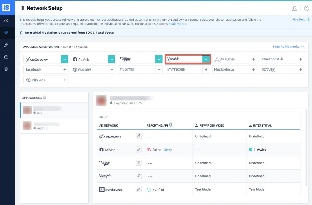 Vungle Mediation Integration Guide For Sdk 64 Ironsource Knowledge Center 