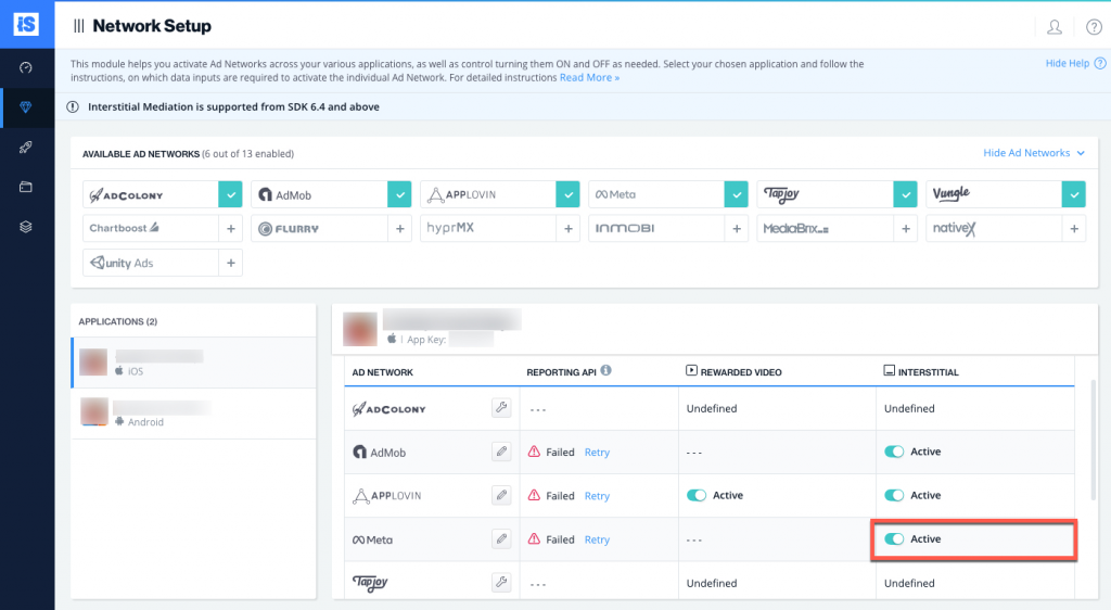 Meta Audience Network Mediation Integration Guide for SDK 6.4 and Below - IronSource Knowledge ...