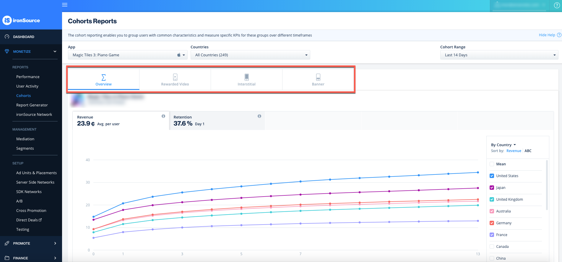 Cohorts Reports - IronSource Knowledge Center