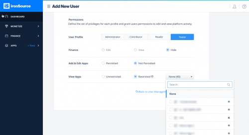 User management - IronSource Knowledge Center