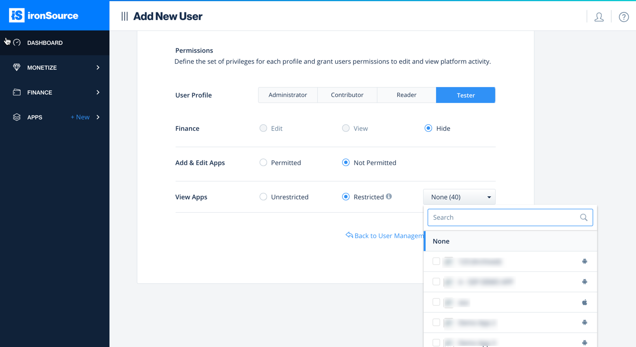 User management - IronSource Knowledge Center