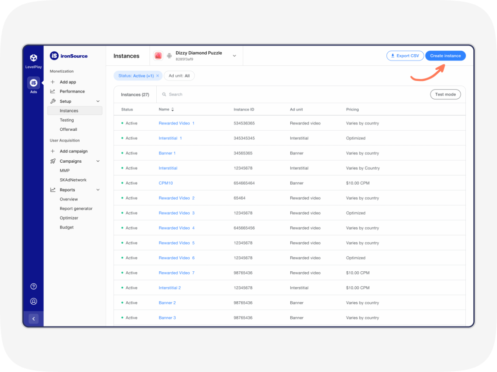 ironSource instances setup - IronSource Knowledge Center