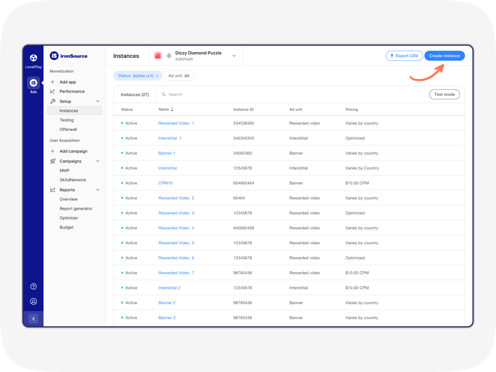 ironSource instances setup - IronSource Knowledge Center