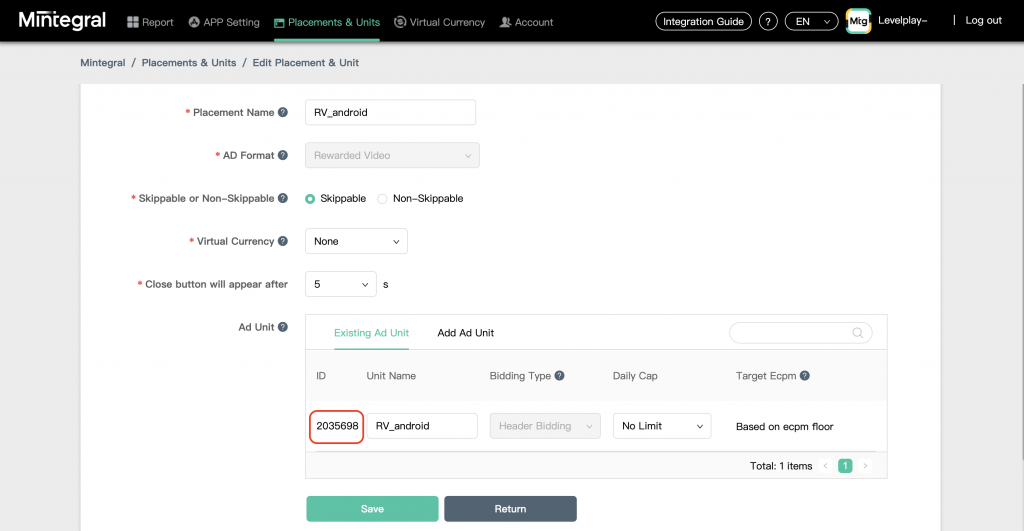 Mintegral Integration Guide - IronSource Knowledge Center