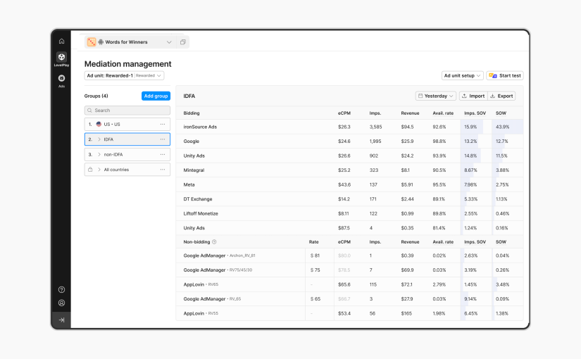 Mediation management - IronSource Knowledge Center