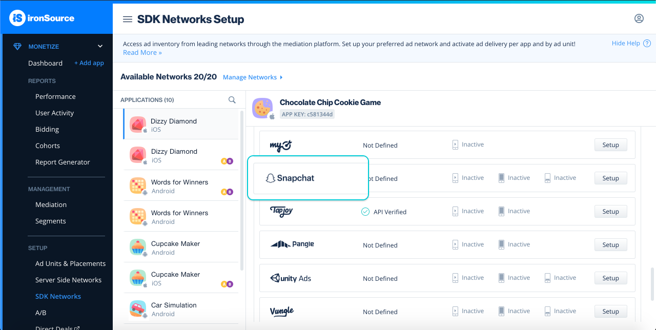 Snap Audience Network integration guide - IronSource Knowledge Center