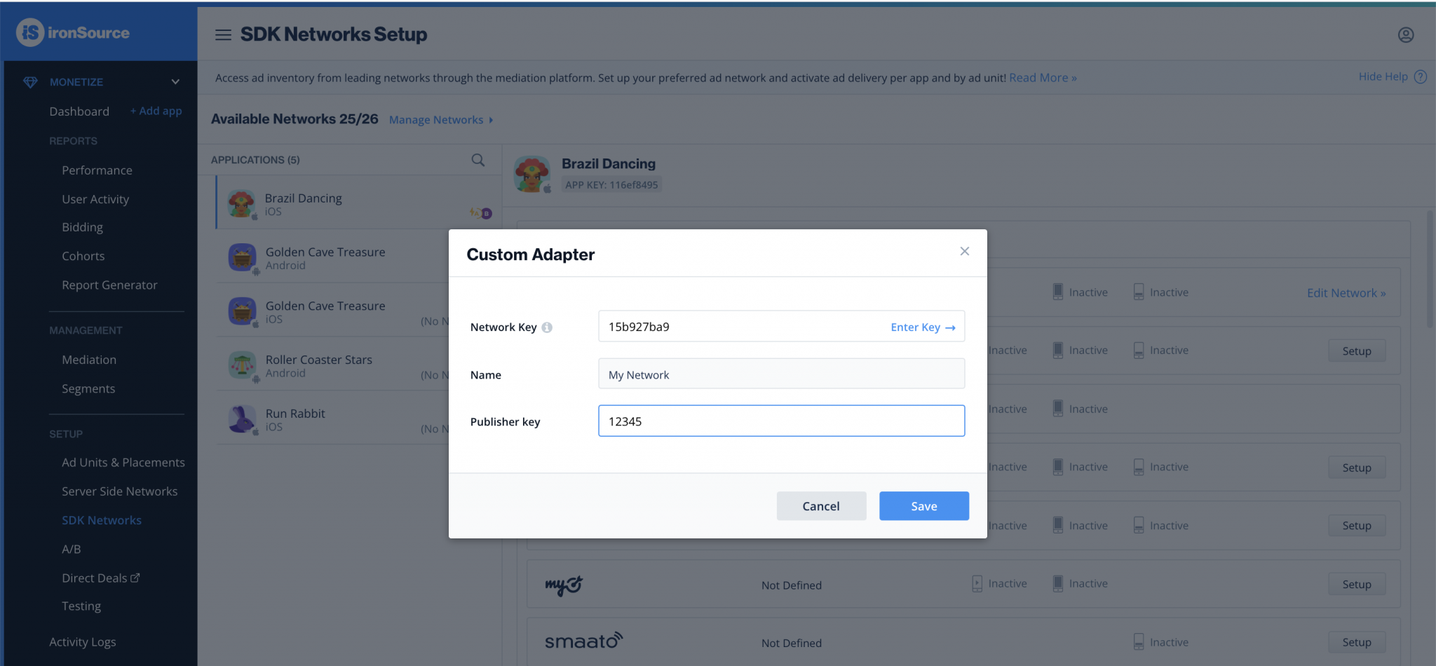 Custom Adapter Setup Ironsource Knowledge Center