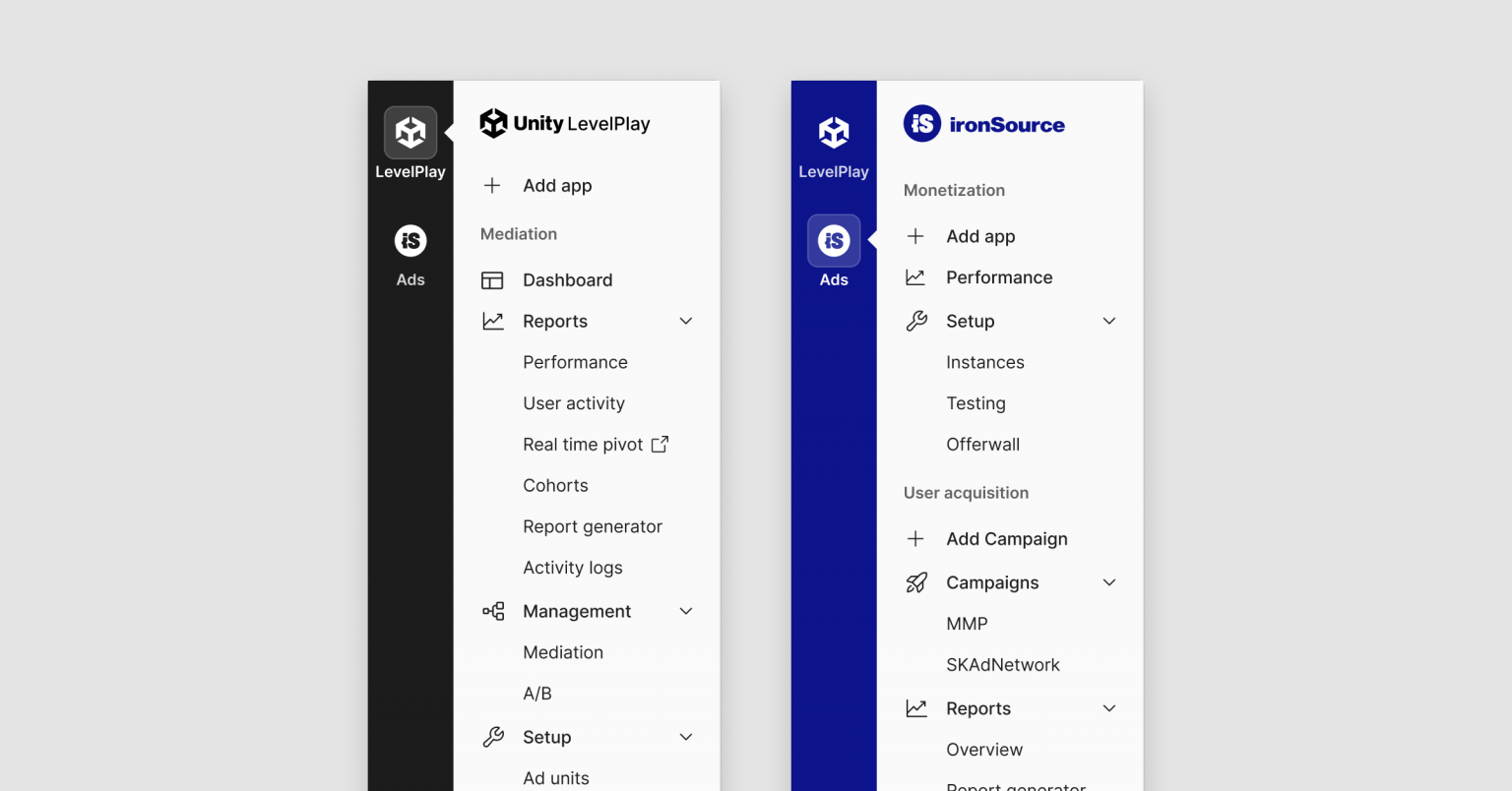 New side nav menus for improved navigation - IronSource Knowledge Center