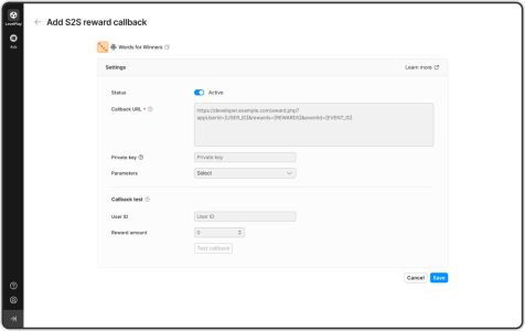 Server-to-Server Callback Settings