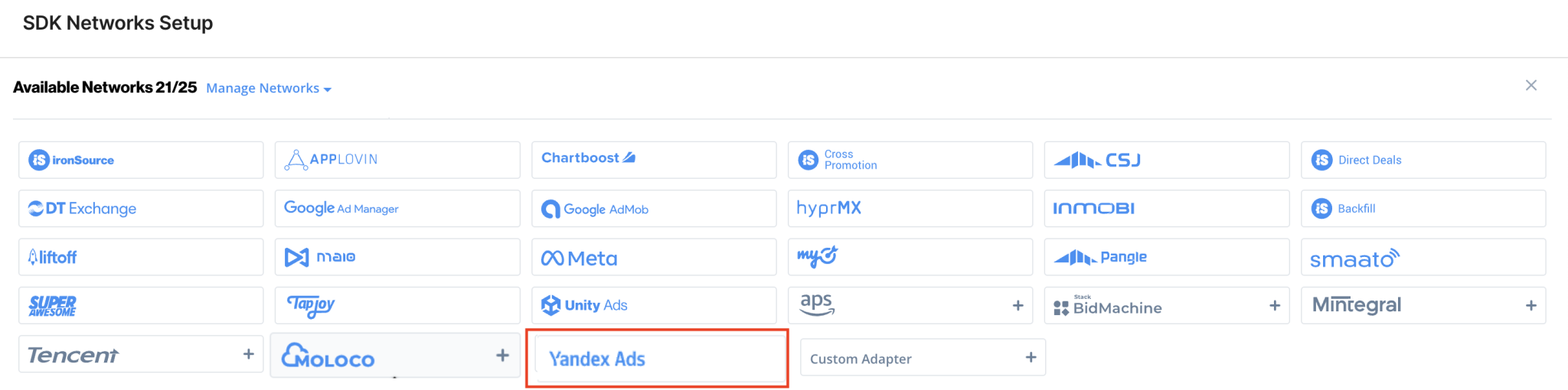 Yandex Ads Integration Guide - IronSource Knowledge Center