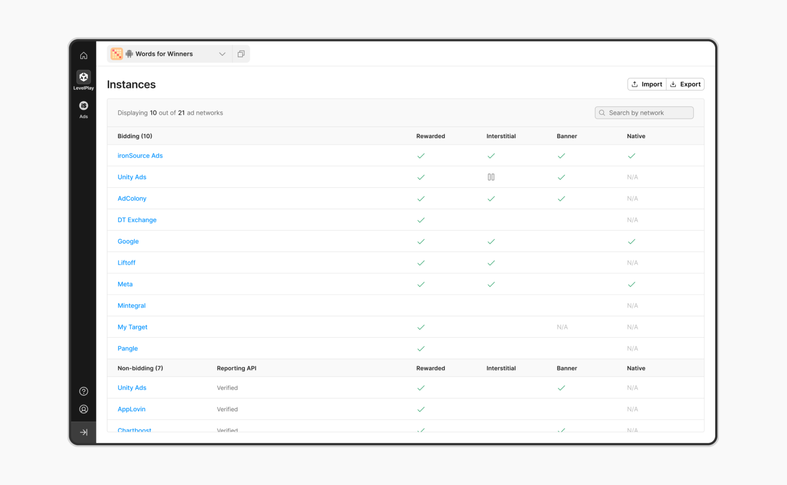 Instances setup - IronSource Knowledge Center